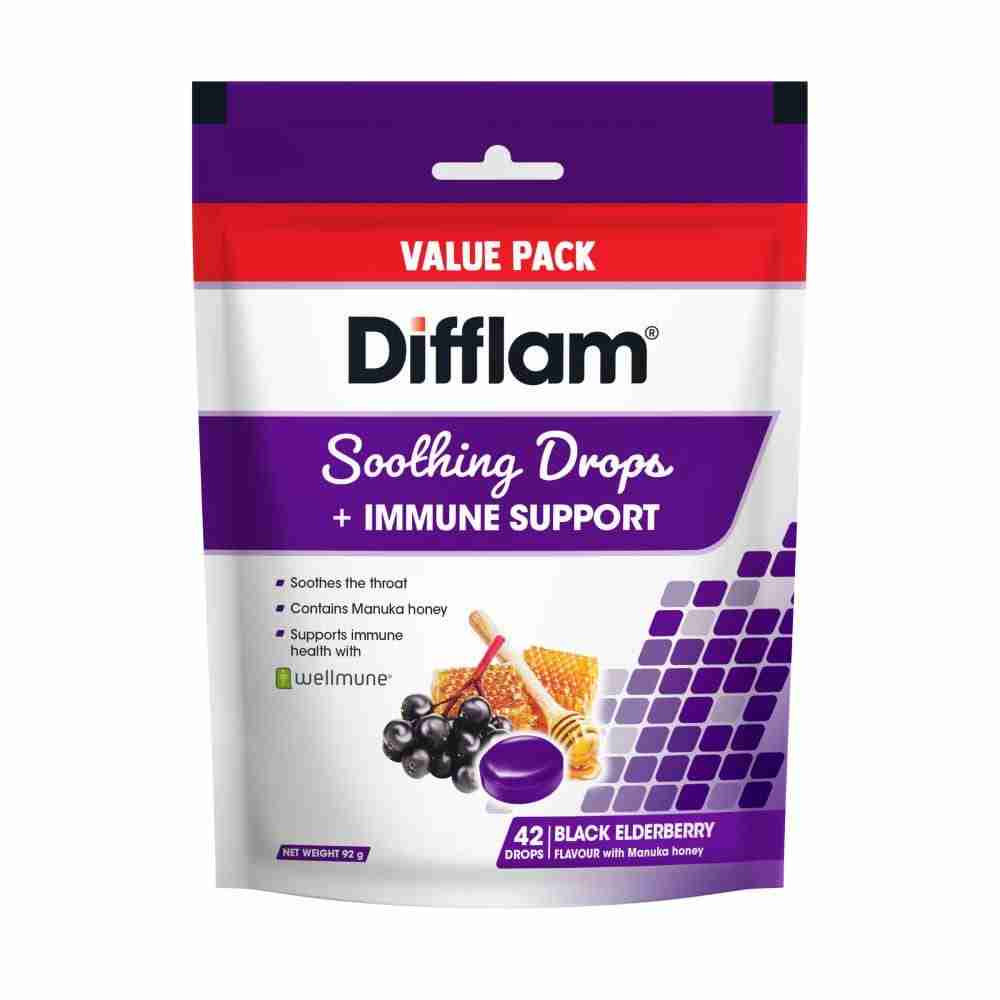 Difflam Soothing + Immune Support Black Elderberry Flavour Value Pack ...