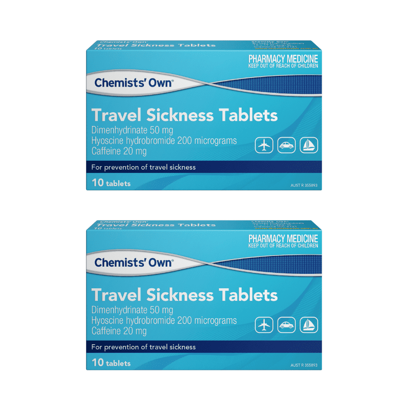 2 x Chemists’ Own Travel Sickness For Prevent Sickness During Travel 10 ...