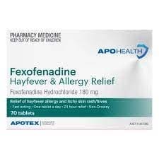 APO HEALTH Fexofenadine 180mg Hayfever & Allergy Relief Blister Pack 70 ...