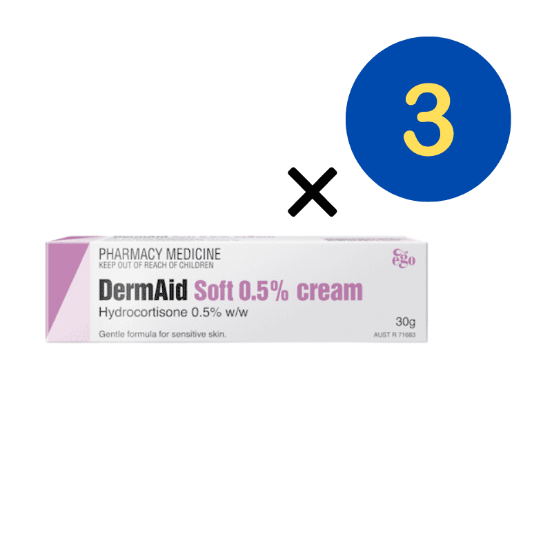 3* Ego DermAid Soft Cream 30g Gentle Cream 0.5% Rashes Dermatitis ...