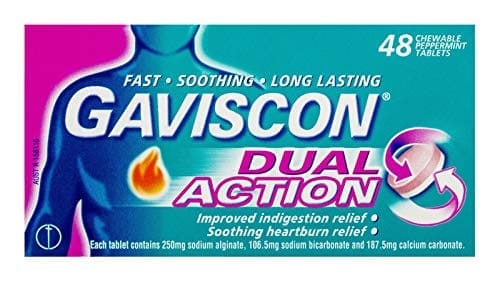 Gaviscon Dual Action Chewable Tablets Peppermint Heartburn Indigestion ...
