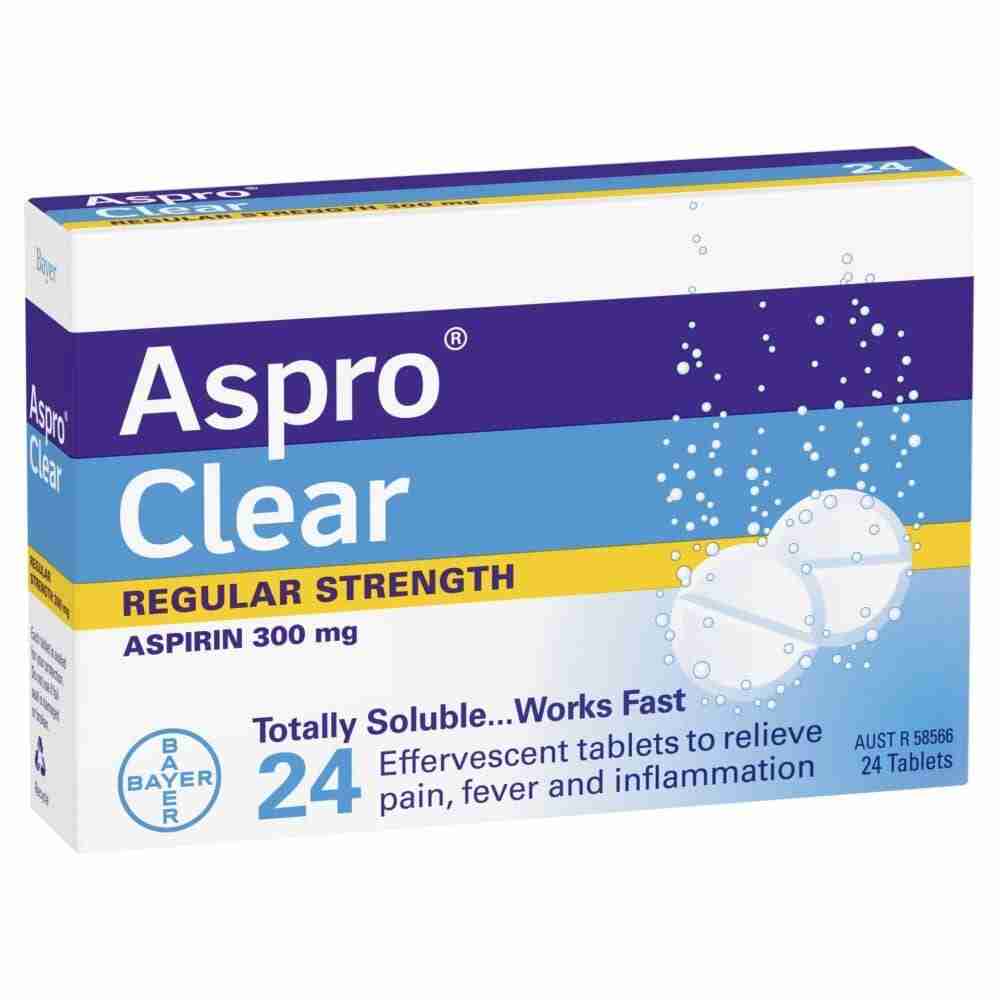 Aspro Clear Pain Relief Aspirin 24 Soluble Effervescent Tablets ...