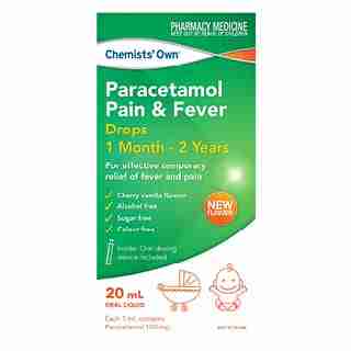 Chemists Own Paracetamol Pain & Fever 1 Month 2 Years 20ml - Taylors ...