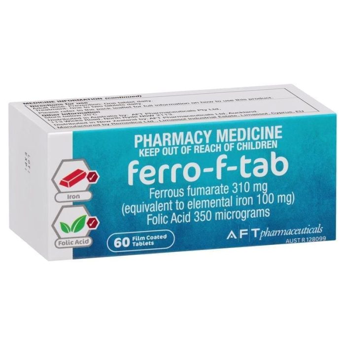 Ferro-F-Tab 310Mg 60 Film Coated Tablets - Taylors Pharmacy