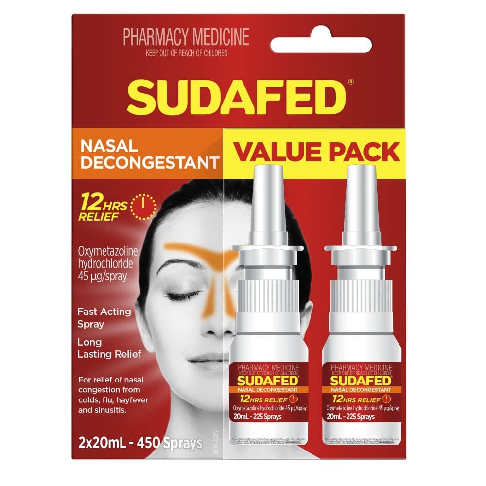 Sudafed Nasal Decongestant Spray 2 x 20mL - Taylors Pharmacy